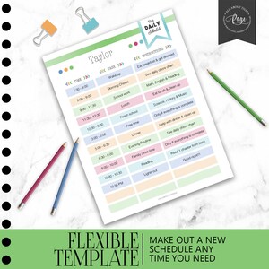 Editable Daily Schedule Template, Family Routine, Homeschool School ...
