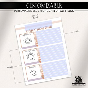 Editable Daily Schedule for Kids Printable Bundle Weekly Chore Chart ...