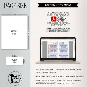 Editable Chore Cards for Kids Printable Cleaning Tasks Allowance System ...