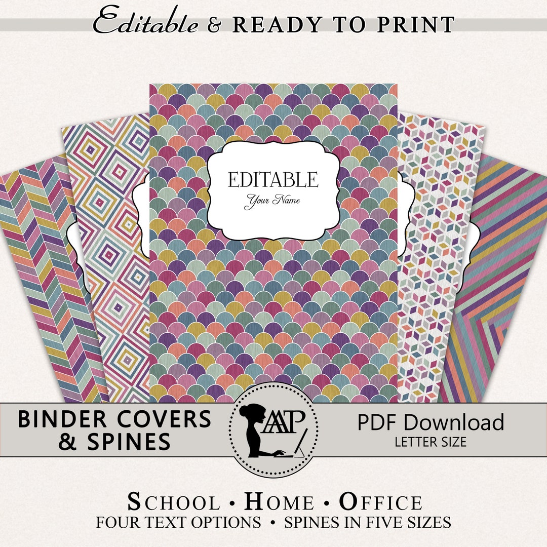 Editable Binder Covers and Spines, 3 Ring Notebook Cover, Editable ...
