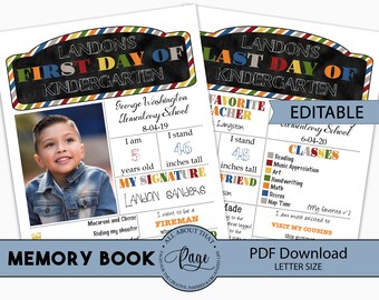 Editable School Memory Book Box Kit Girls First Day of | Etsy