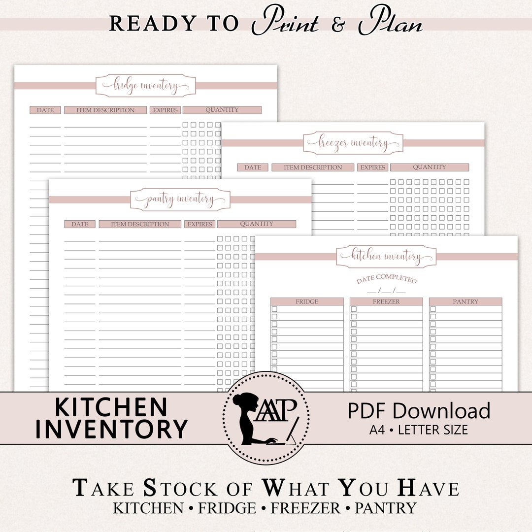 Kitchen Inventory Printable, Fridge, Freezer and Pantry Inventory ...