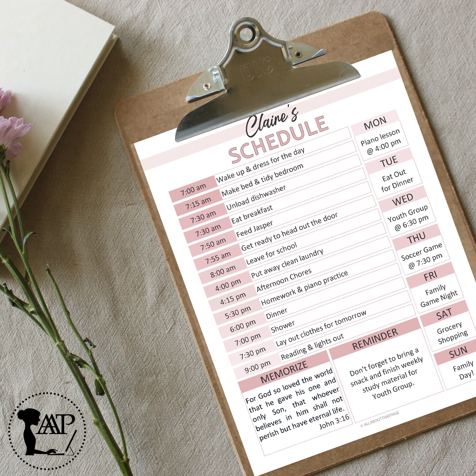 Editable Daily Schedule for Kids Printable Bundle | Weekly Chore Chart ...