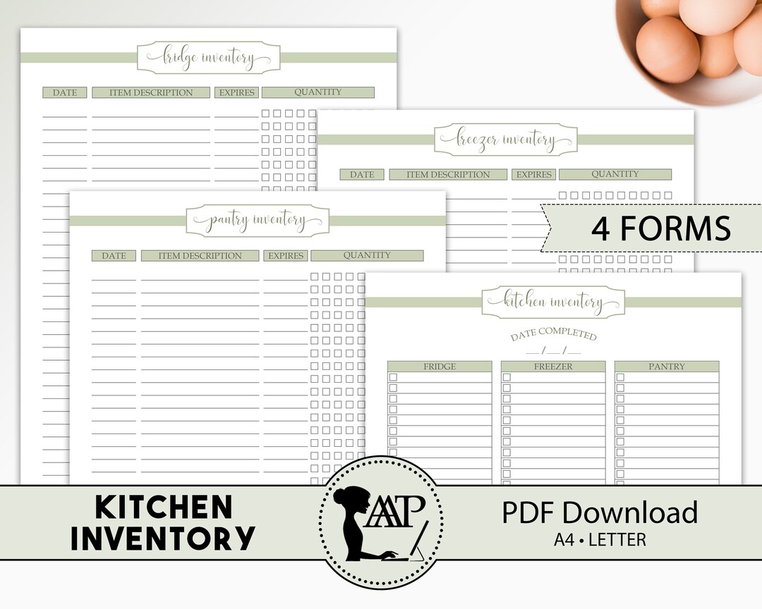 Kitchen Inventory Printable, Fridge, Freezer and Pantry Inventory ...