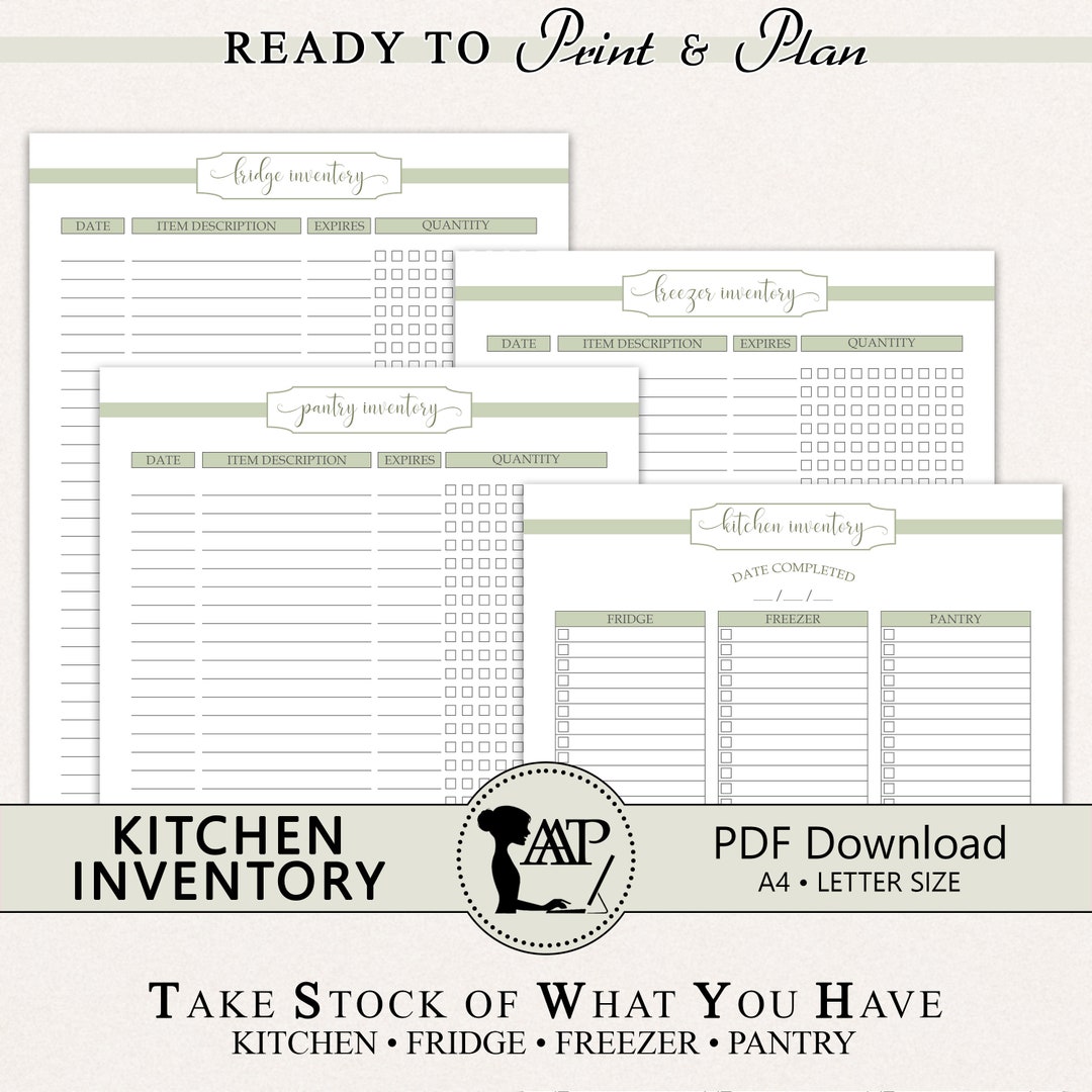 Kitchen Inventory Printable, Fridge, Freezer and Pantry Inventory ...