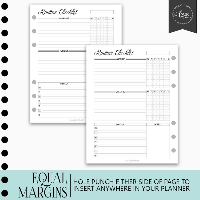 Routine Checklist Weekly Planner Printable Morning Evening | Etsy