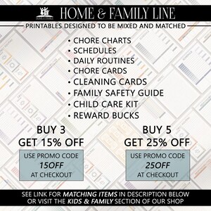 Editable Chore Chart for Kids Printable Bundle Responsibility Checklist ...