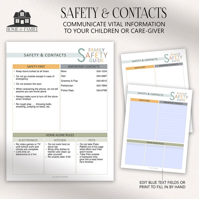 Editable Family Safety Guide Printable Template Emergency - Etsy Australia Editable Family Safety Guide Printable Template Emergency - Etsy Australia