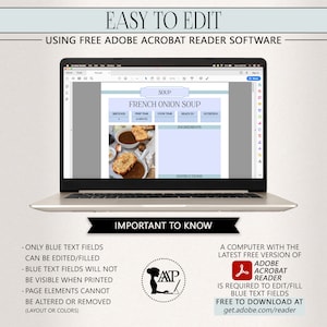 EDITABLE Recipe Book Template, Personalized Cookbook Printable, Family ...