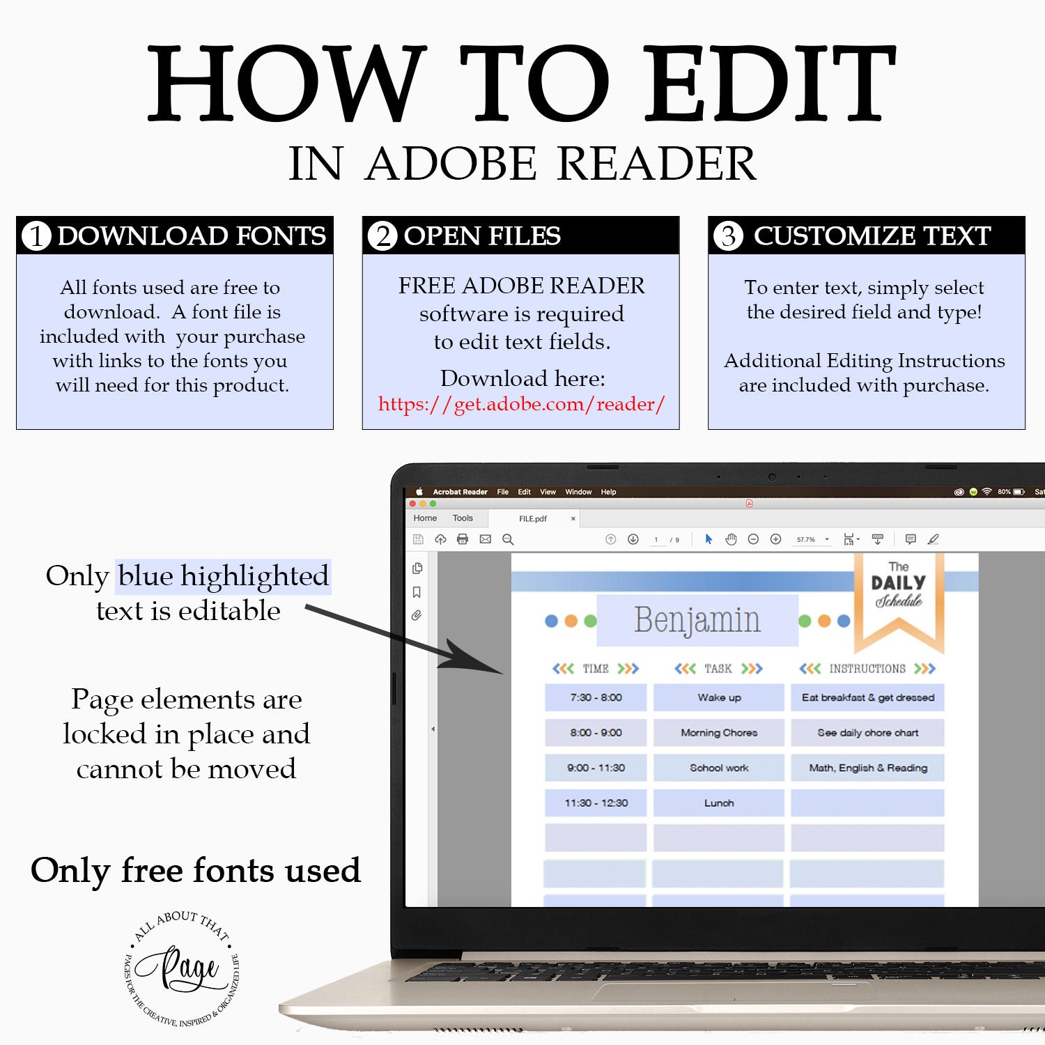 Editable Daily Schedule Template Family Routine Homeschool | Etsy