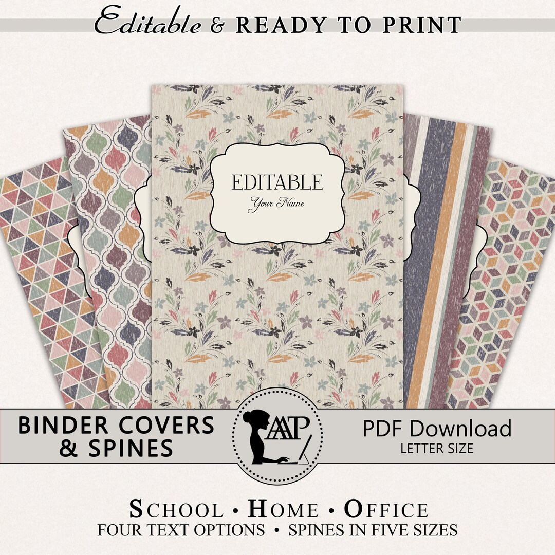 Editable Binder Covers and Spines, 3 Ring Notebook Cover, Editable ...