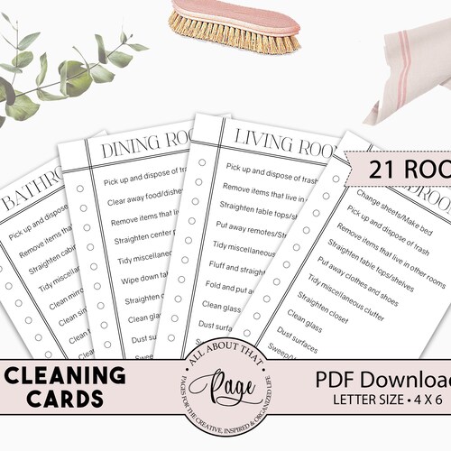 Cleaning Cards Kids Cleaning Cards Printable Chore Cards Room - Etsy