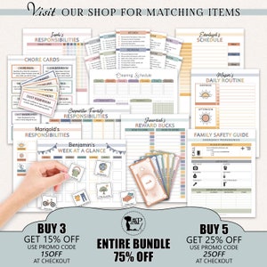 Editable Chore Chart for Kids Printable Bundle | Responsibility ...