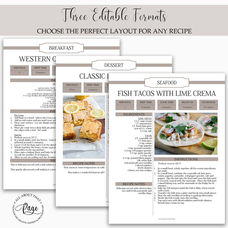 EDITABLE Recipe Book Template, Personalized Cookbook Printable, Family ...