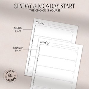 Weekly Planner Printable | Horizontal Unlined 2 Page Layout | Week on ...