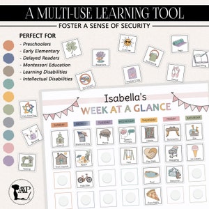 Week at a Glance Kids Calendar With Pictures Printable | Visual Weekly ...