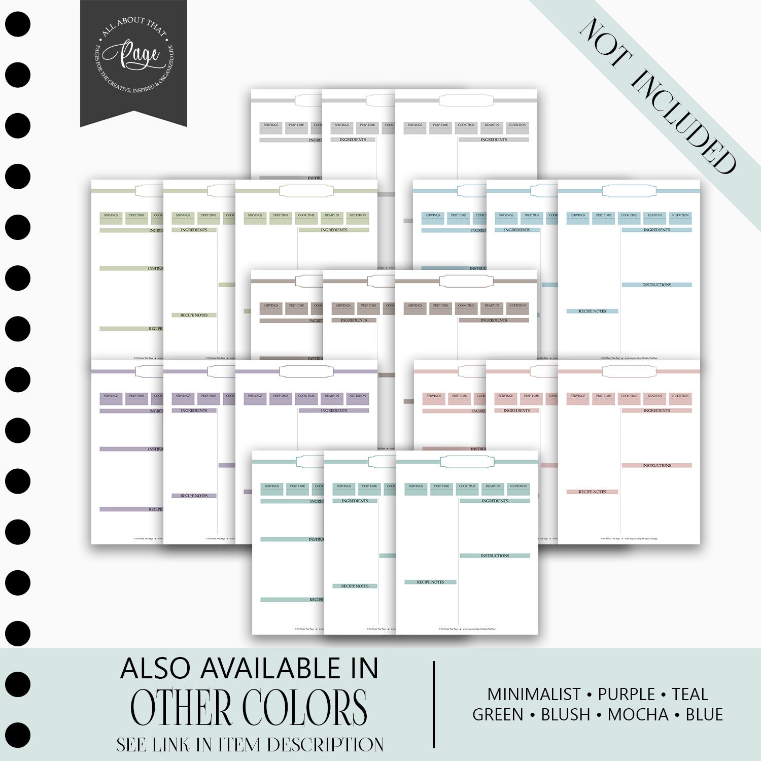 Editable Recipe Template Recipe Binder Printable Cookbook | Etsy