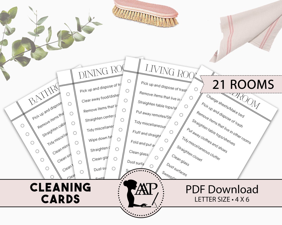 Cleaning Cards Room by Room Chores Daily Weekly Cleaning - Etsy