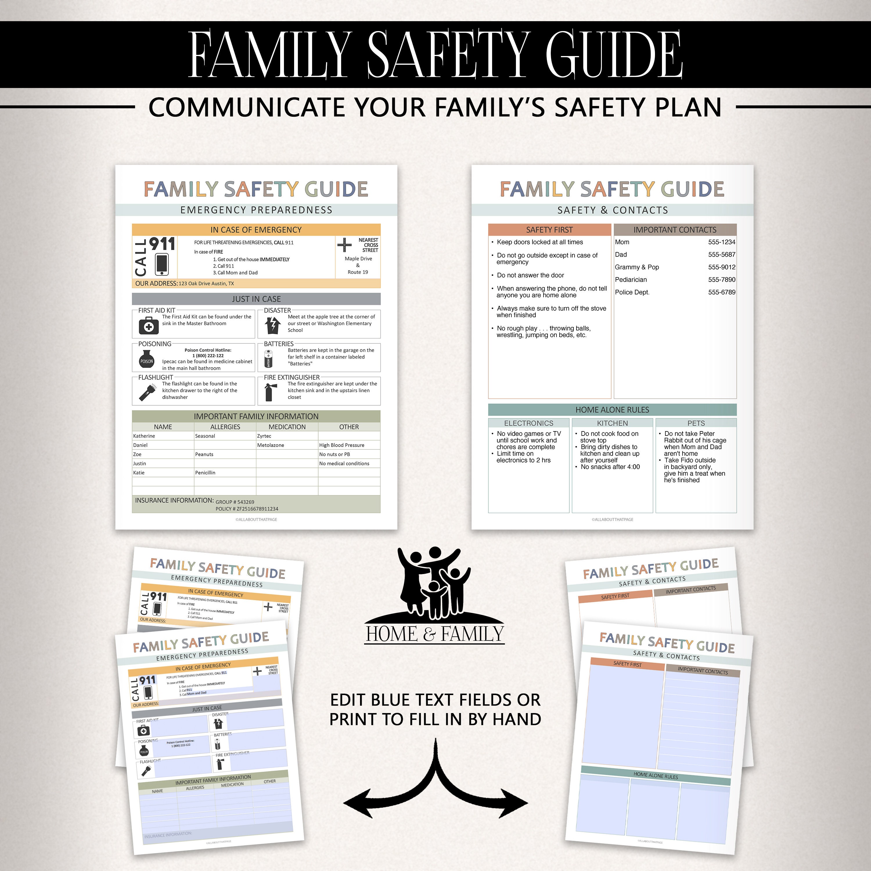Editable Childcare Kit Printable | Babysitter Nanny Information Form ...