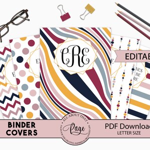Editable Binder Covers and Spines 3 Ring Notebook Cover | Etsy