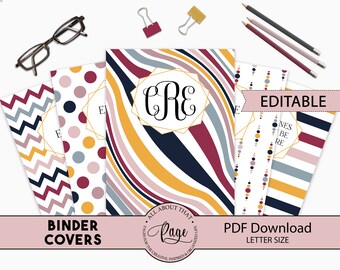 Editable Binder Covers and Spines 3 Ring Notebook Cover | Etsy
