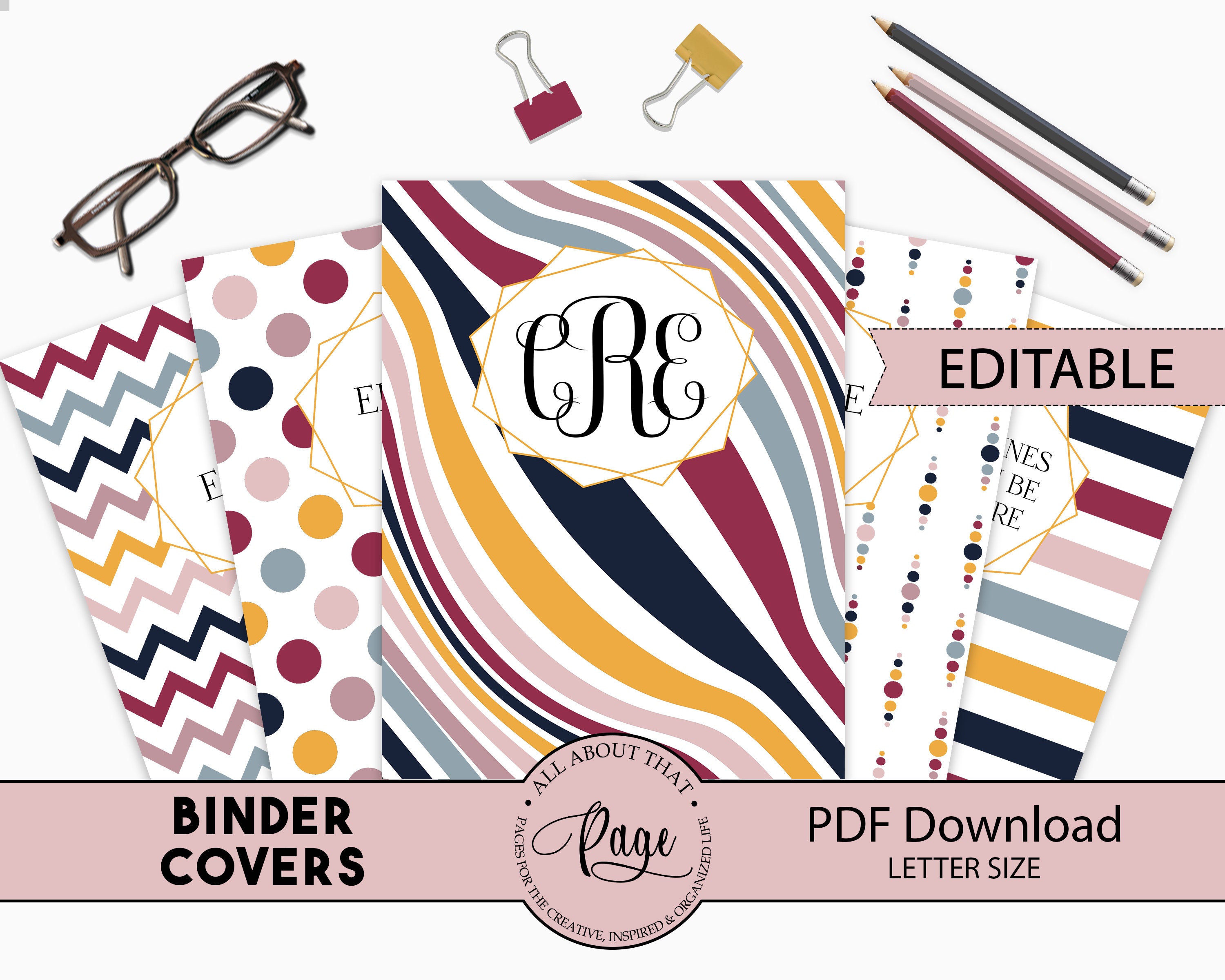 Editable Binder Covers and Spines 3 Ring Notebook Cover | Etsy