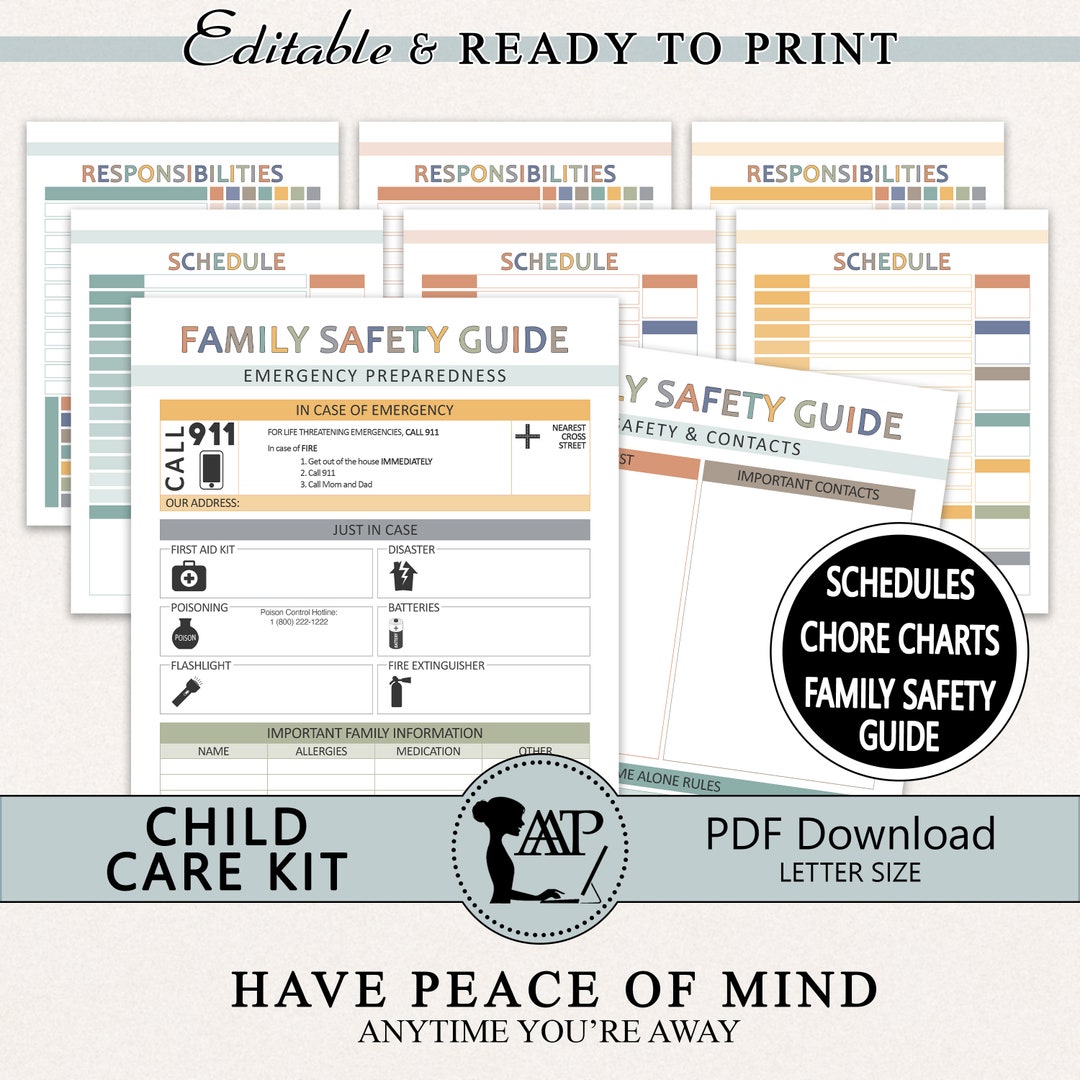 Editable Childcare Kit Printable | Babysitter Nanny Information Form ...