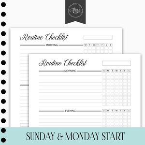 Routine Checklist Weekly Planner Printable Morning Evening | Etsy