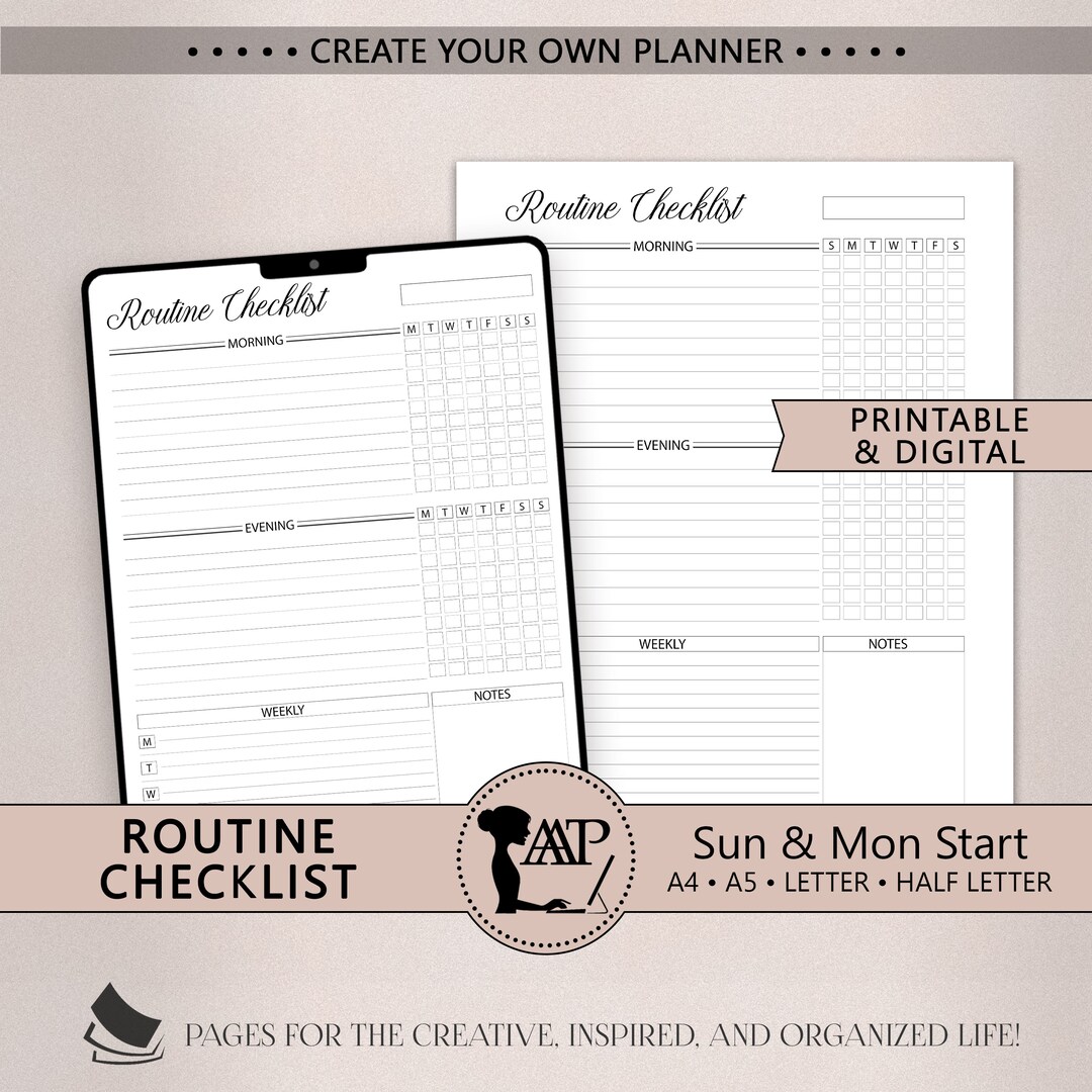 Routine Checklist Weekly Planner Printable Morning Evening - Etsy