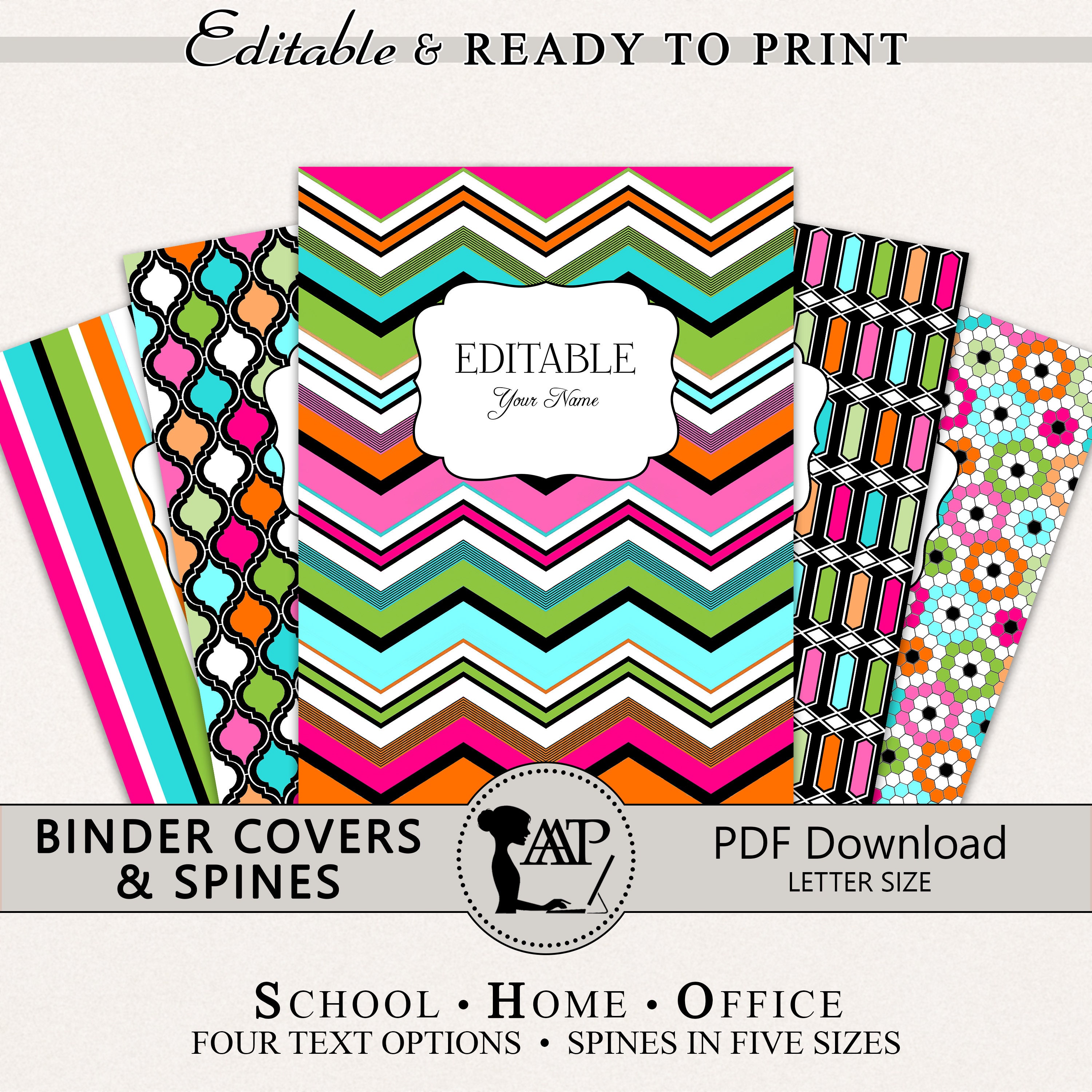 Editable Binder Covers and Spines, 3 Ring Notebook Cover, Editable ...