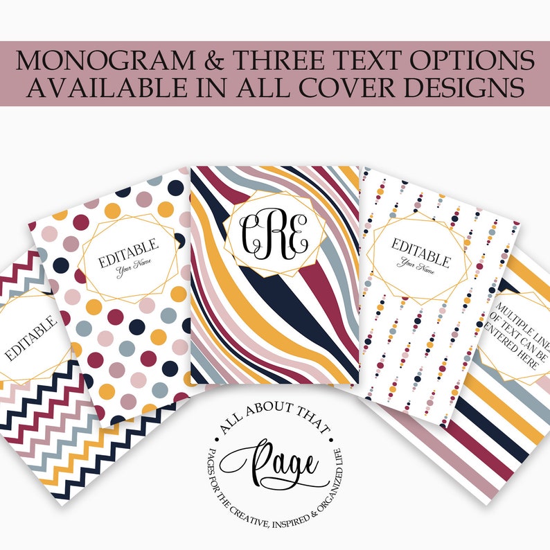 Editable Binder Covers and Spines 3 Ring Notebook Cover - Etsy