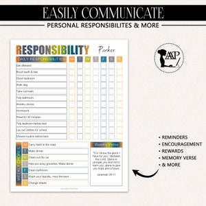 Editable Chore Chart, Printable Chores for Older Kids, Child ...