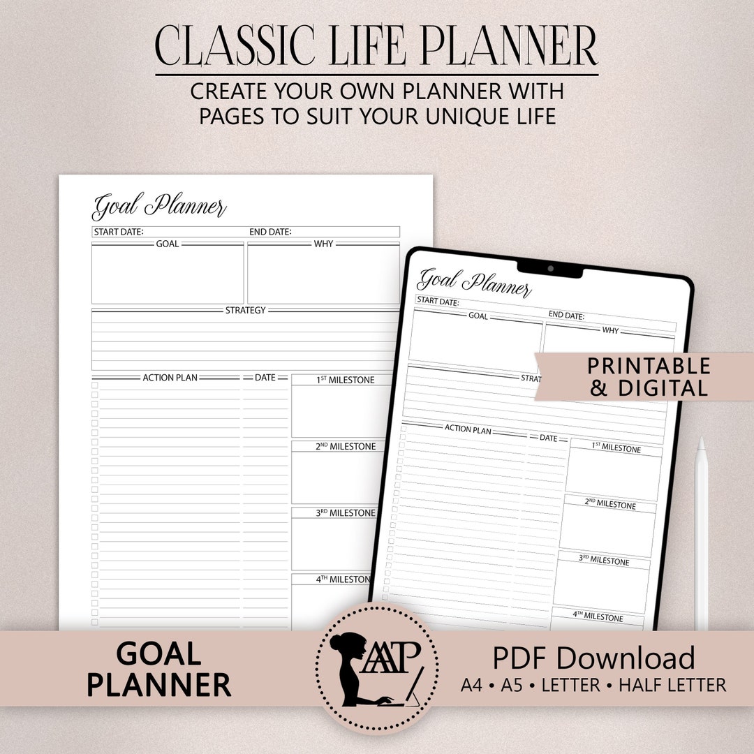 Goal Planner Printable Digital Goal Setting Form Goal - Etsy