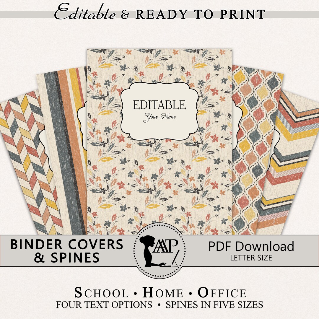 Editable Binder Covers and Spines, 3 Ring Notebook Cover, Editable ...