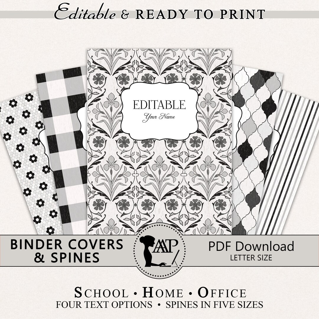Editable Binder Covers and Spines, 3 Ring Notebook Cover, Editable ...