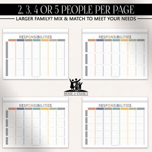 Editable Family Chore Chart Printable Template | Weekly Household ...