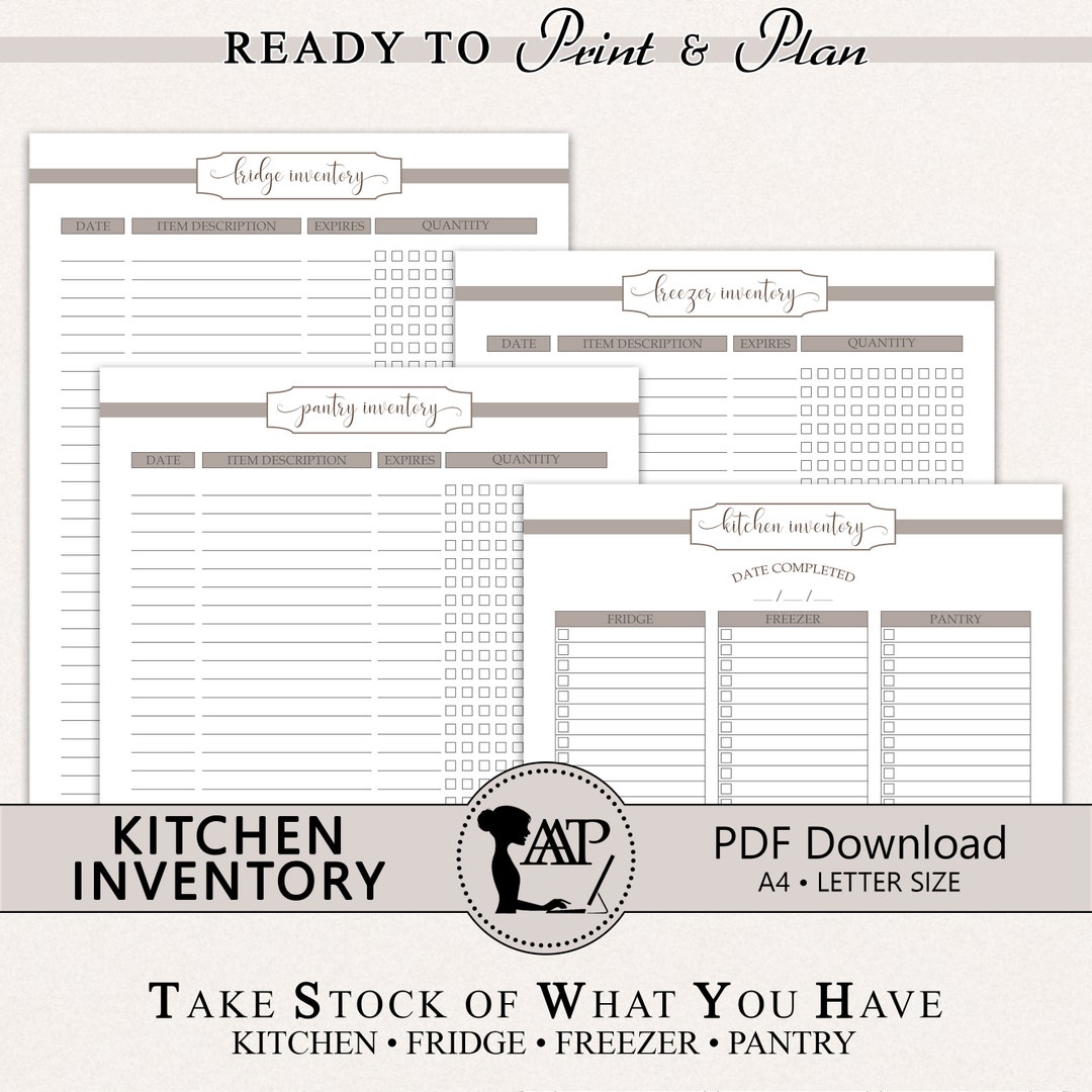 Kitchen Inventory Printable, Fridge, Freezer and Pantry Inventory ...