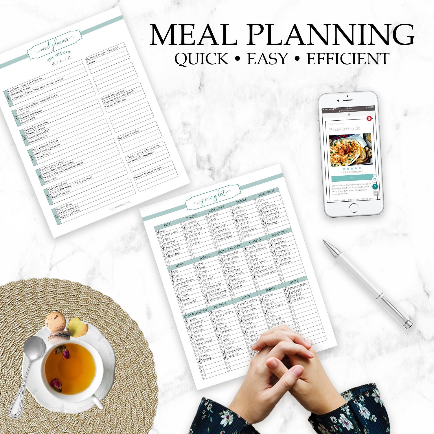 EDITABLE Grocery List & Weekly Meal Planner Printable - Etsy