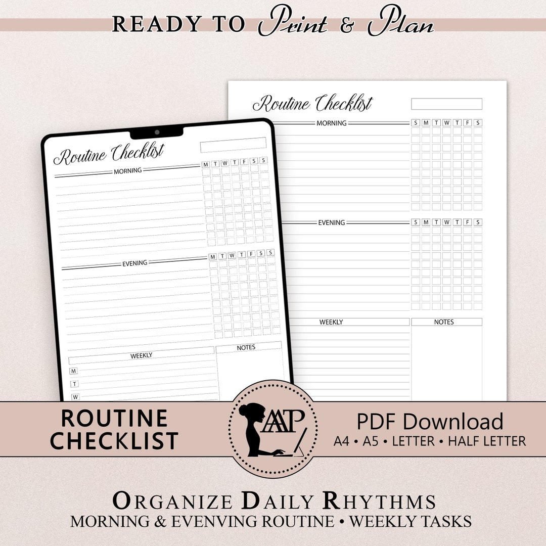Routine Checklist, Weekly Planner Printable, Morning Evening Routines ...
