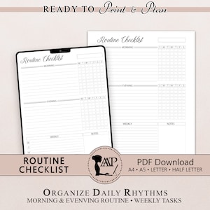 Routine Checklist, Weekly Planner Printable, Morning Evening Routines ...