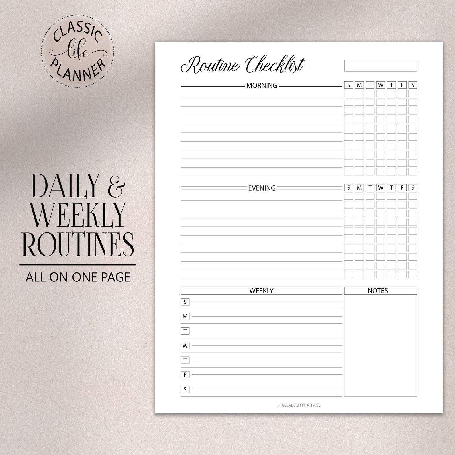 Routine Checklist, Weekly Planner Printable, Morning Evening Routines ...