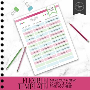 Editable Daily Schedule Template, Family Routine, Homeschool School ...
