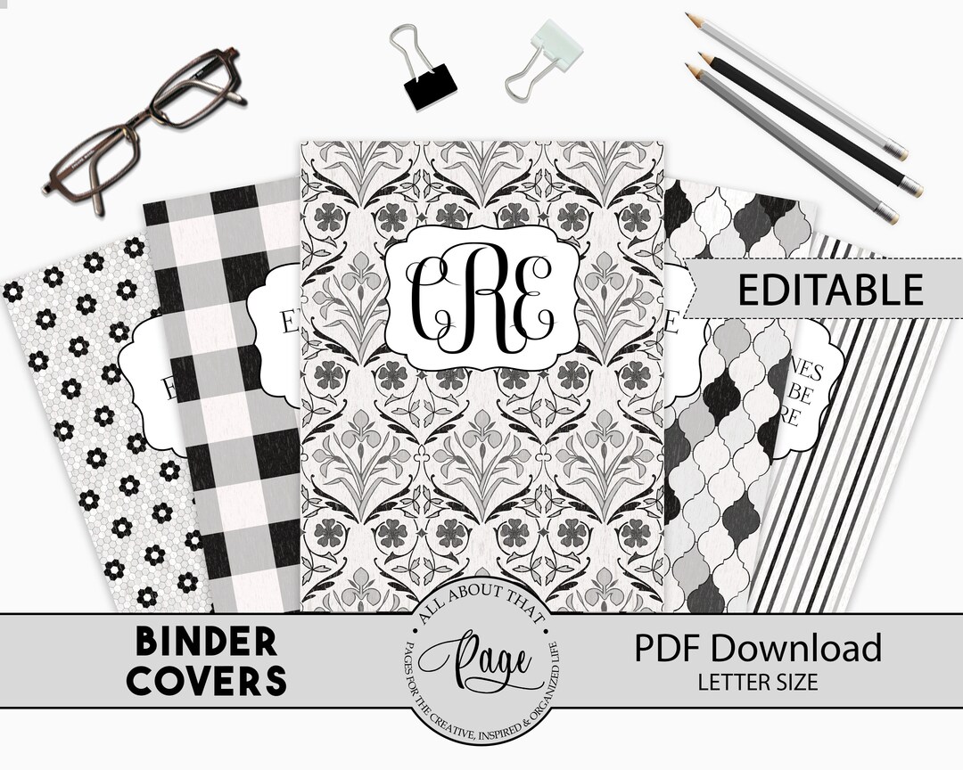 Editable Binder Covers and Spines 3 Ring Notebook Cover - Etsy