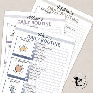 Editable Daily Schedule for Kids Printable Bundle | Weekly Chore Chart ...