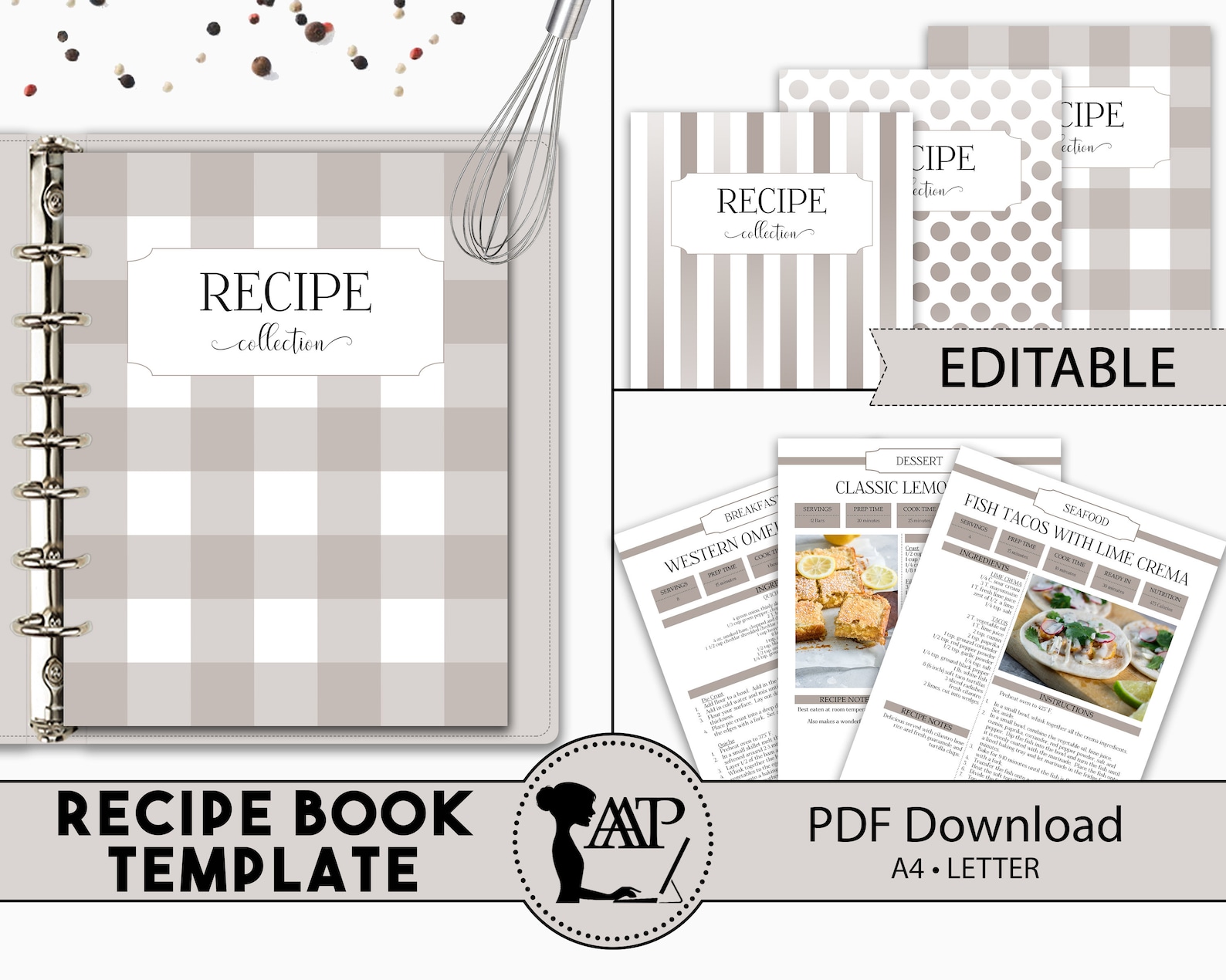 EDITABLE Recipe Book Template Personalized Cookbook - Etsy