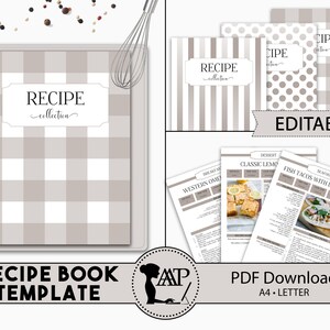 EDITABLE Recipe Book Template, Personalized Cookbook Printable, Family ...