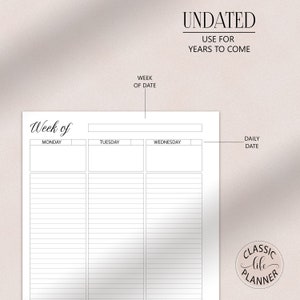 Weekly Planner Printable | Vetical Lined 2 Page Layout | Week on Two ...