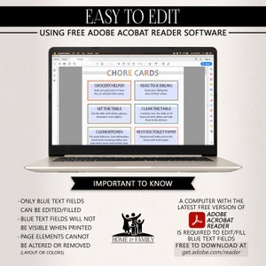 Editable Chore Cards for Kids Printable Cleaning Tasks Allowance System ...