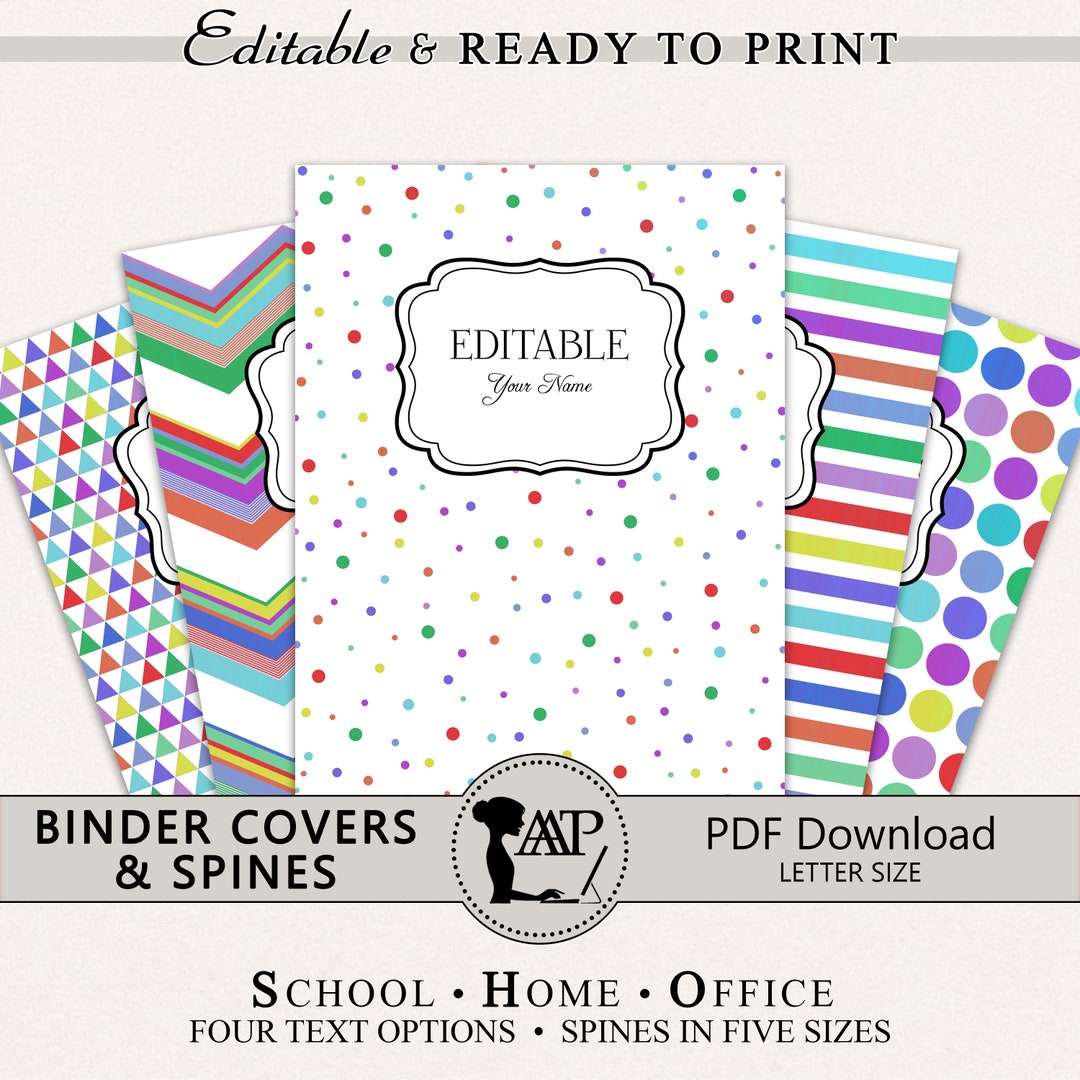 Editable Binder Covers and Spines, 3 Ring Notebook Cover, Editable ...