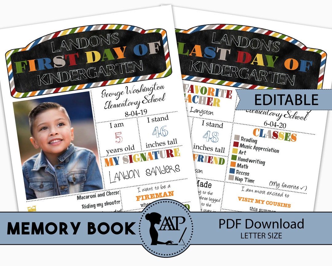 Editable School Memory Book Box Kit Boys First Day of School - Etsy